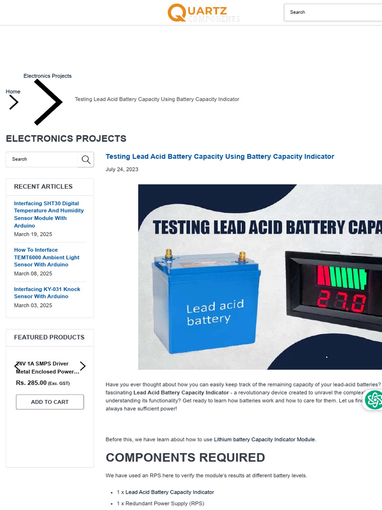 Testing Lead Acid Battery Capacity Using Battery Capacity Indicator ...