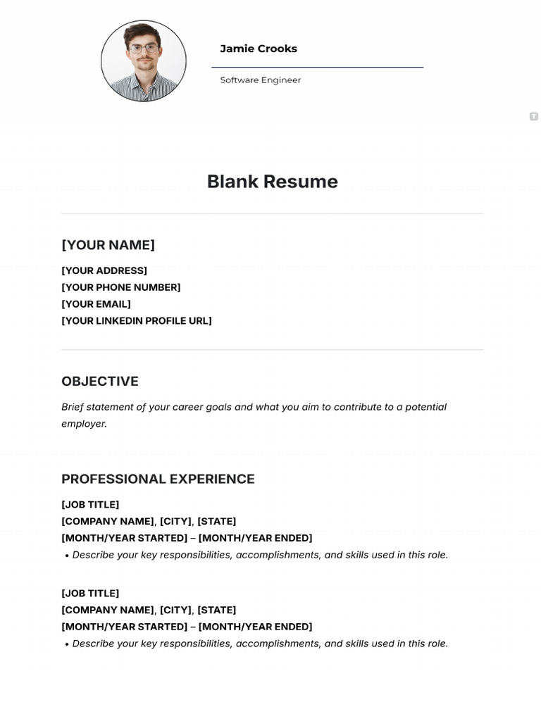 Blank Resume Template | PDF