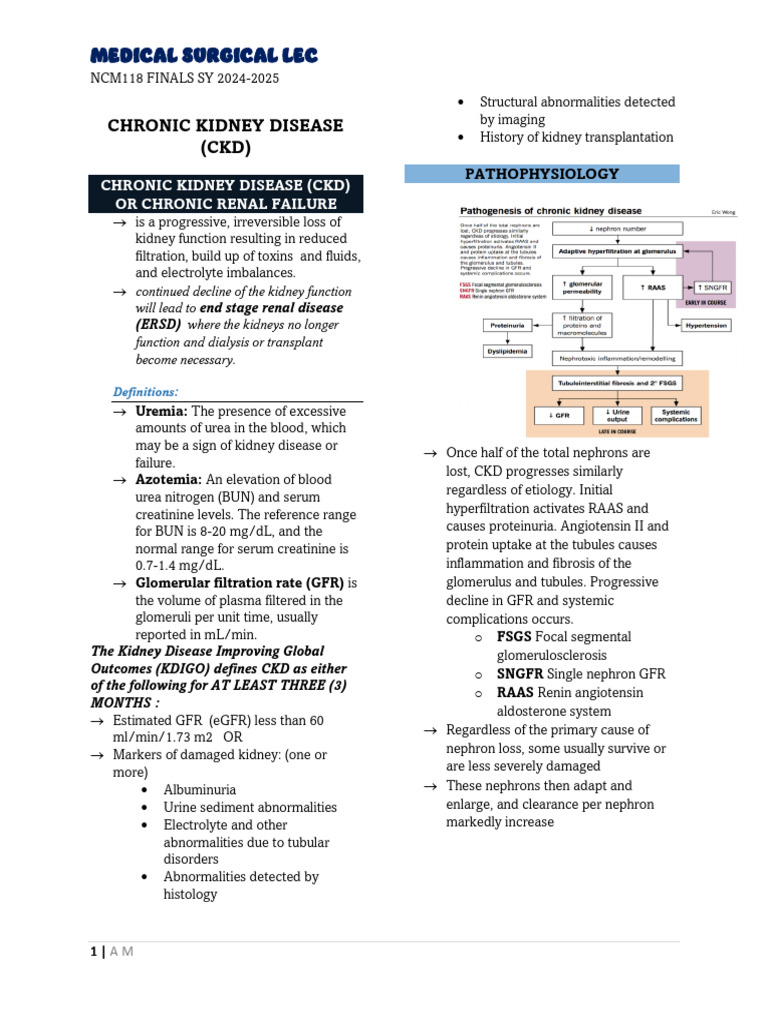 MEDICAL-SURGICAL-LECT-FINALS | PDF | Chronic Kidney Disease | Kidney