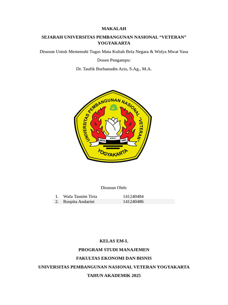 Makalah Bela Negara Sejarah Upn | PDF