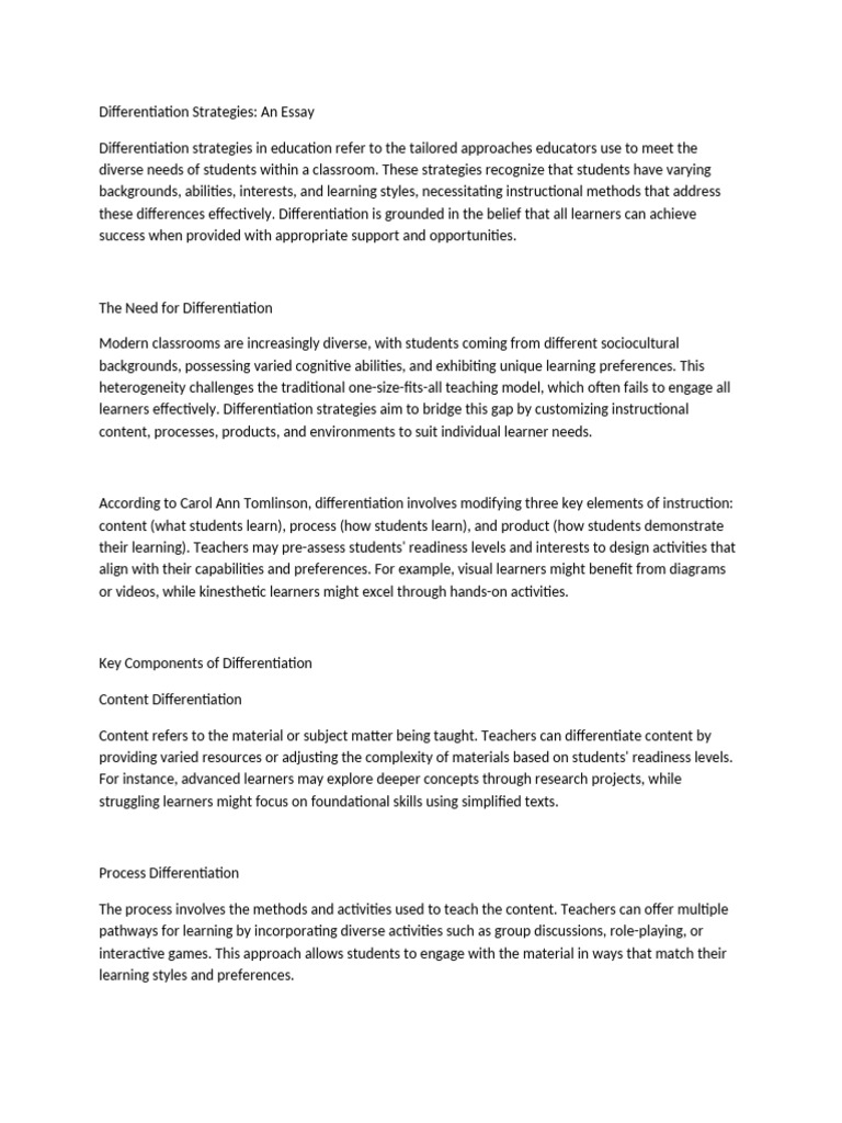 Differentiation Strategies | PDF | Differentiated Instruction | Learning