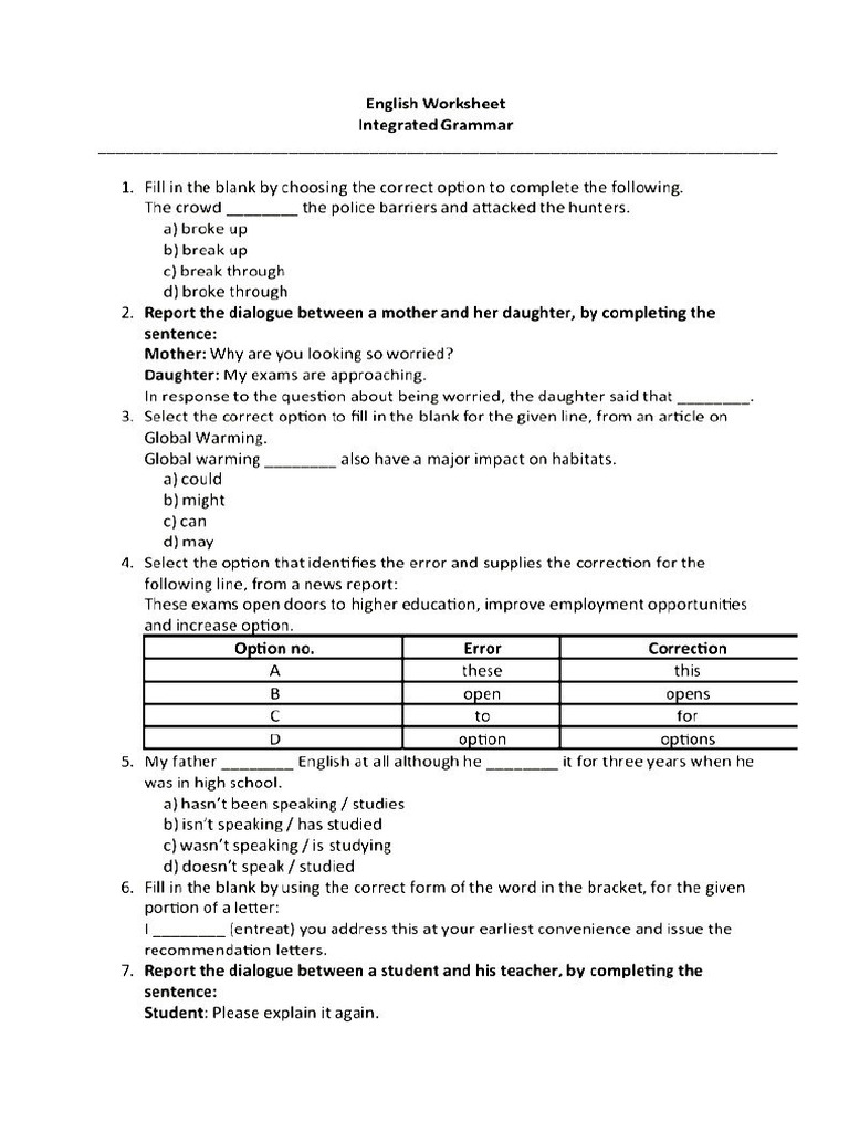 Integrated Grammar 10 | PDF