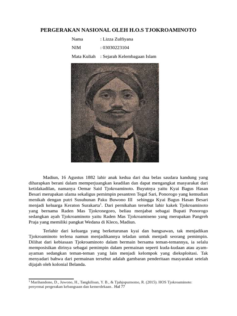 Biografi Raden Mas Haji Oemar Said Tjokroaminoto | PDF