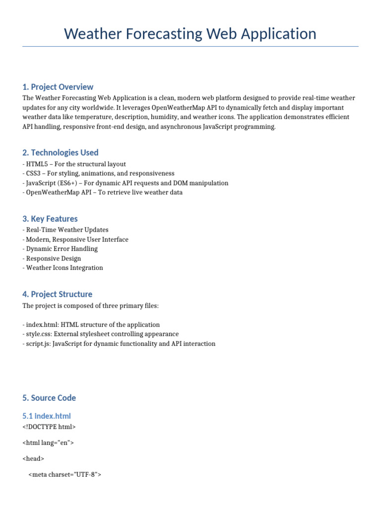 Weather Forecasting Website | PDF | Java Script | World Wide Web