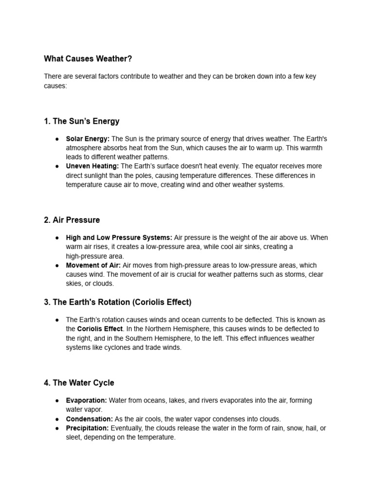 What Causes Weather - WEEK 2 YEAR 8 | PDF | Weather | Atmosphere Of Earth
