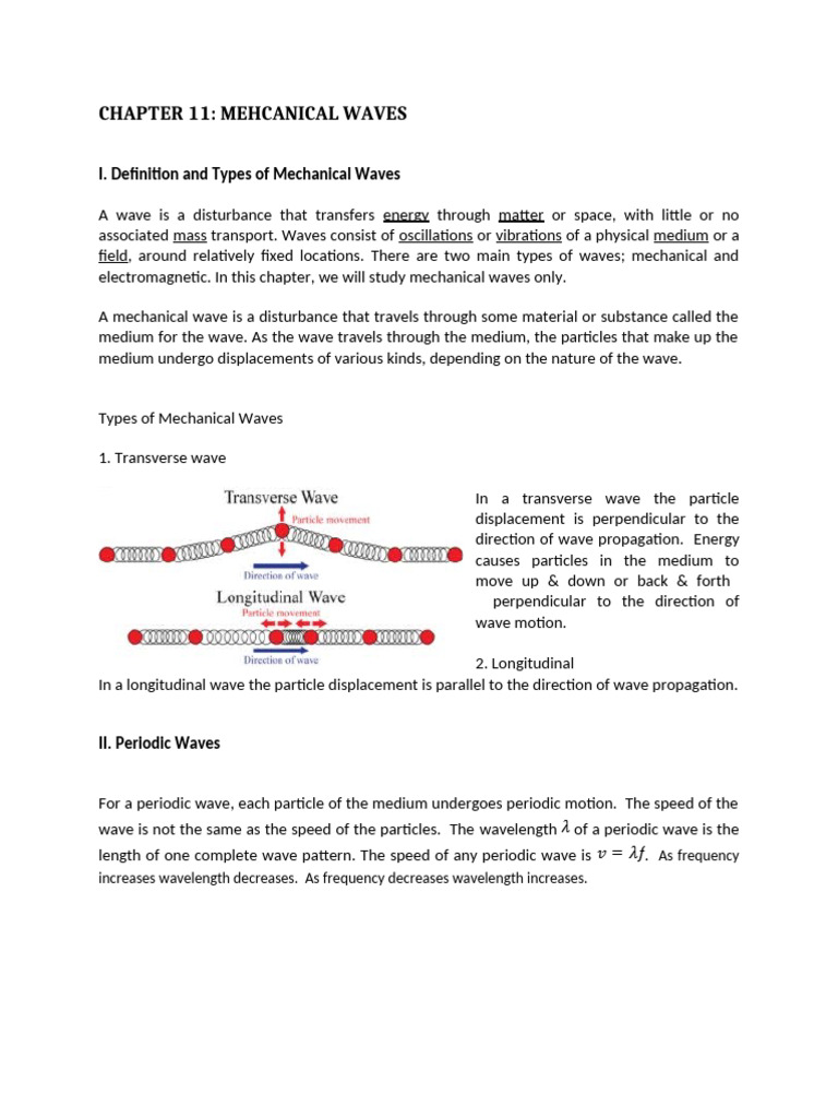 Chapter 11 Mechanical waves | PDF | Waves | Scientific Phenomena