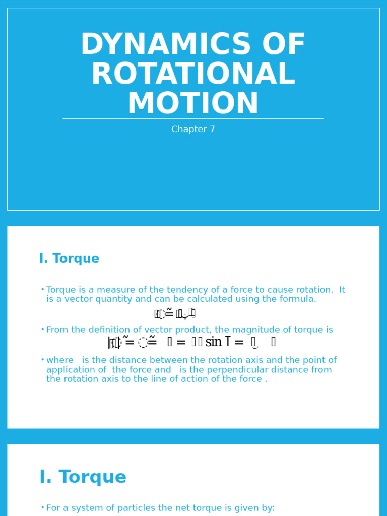 Chap 7 Dynamics of Rotational Motion | PDF | Rotation Around A Fixed Axis | Torque