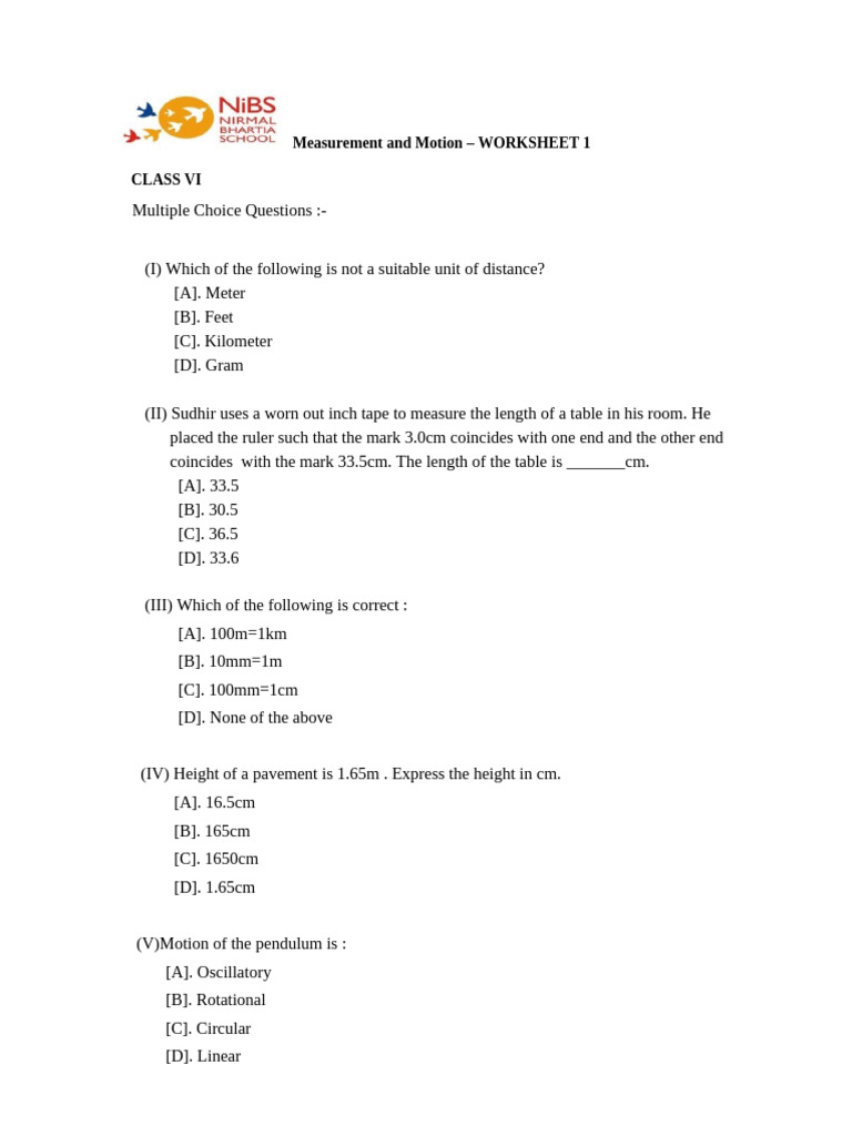 Measurement and Motion G6 W1 | PDF
