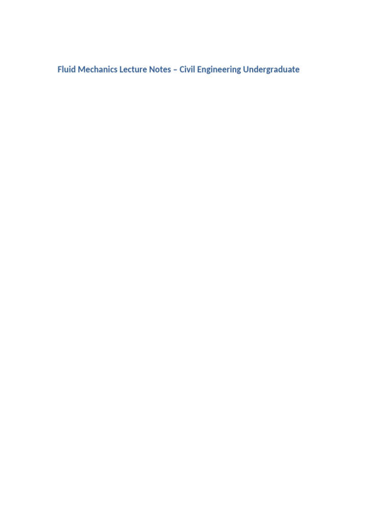 Fluid Mechanics Lecture Notes for Civil Engineering | PDF | Pressure ...