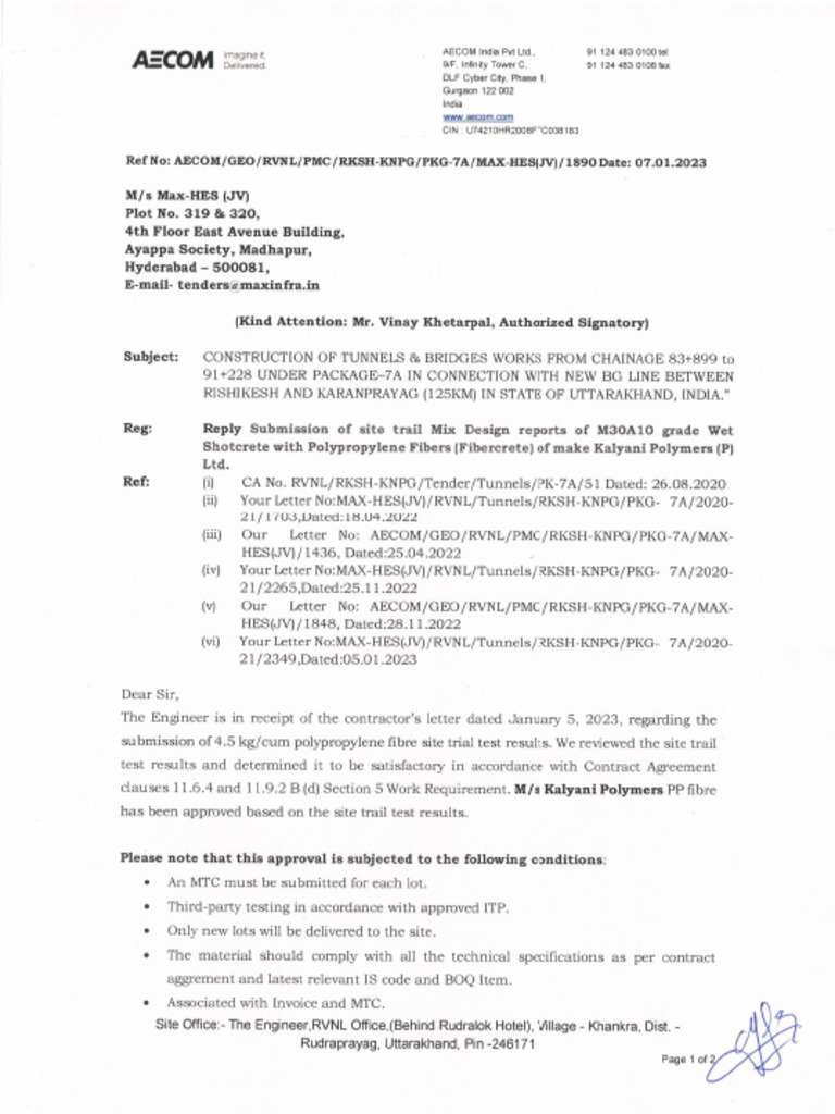 AECOM Max Infra Pkg7A RVNL - Macro Fiber | PDF