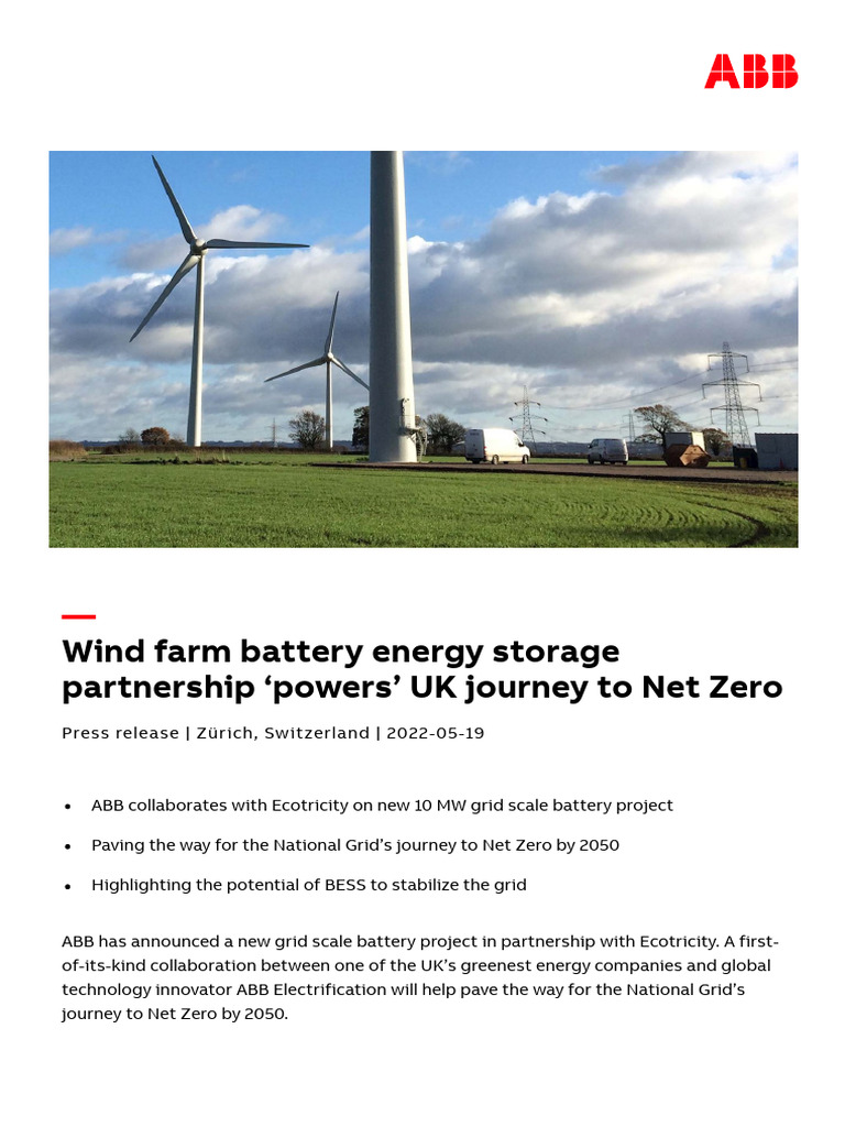 Wind Farm Battery Energy Storage Partnership Powers UK Journey To Net ...