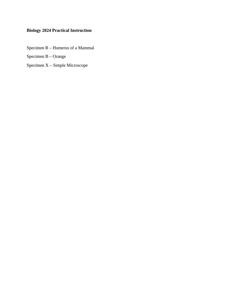 Biology 2024 Exam Practical Instruction Pdf