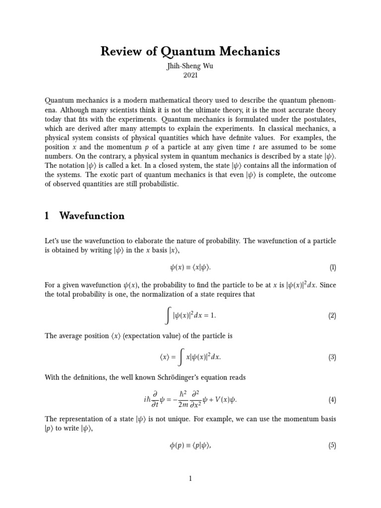 QO Note 1 | PDF | Wave Function | Hamiltonian (Quantum Mechanics)