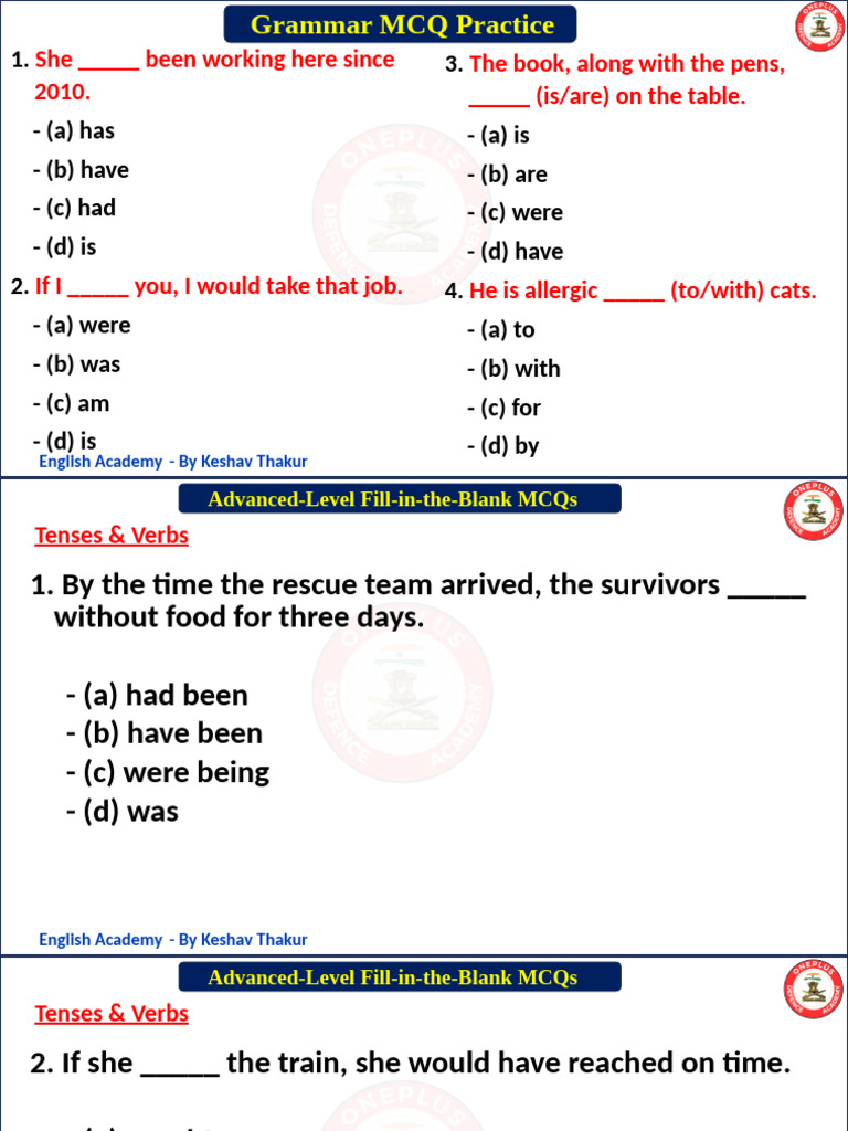 20 HARDEST English Grammar MCQs For SSC 2024 | PDF | English Language ...