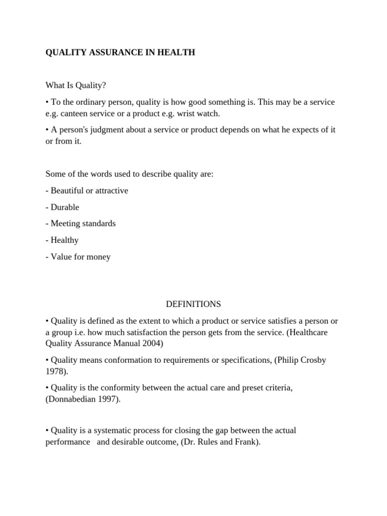 QUALITY ASSURANCE IN HEALTH Topic 3 | PDF | Performance Indicator ...
