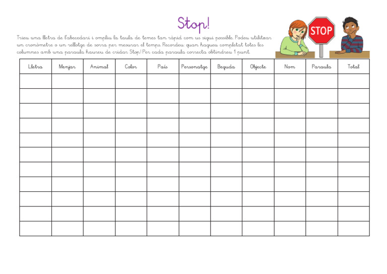 Joc STOP Català (1) - Organized | PDF
