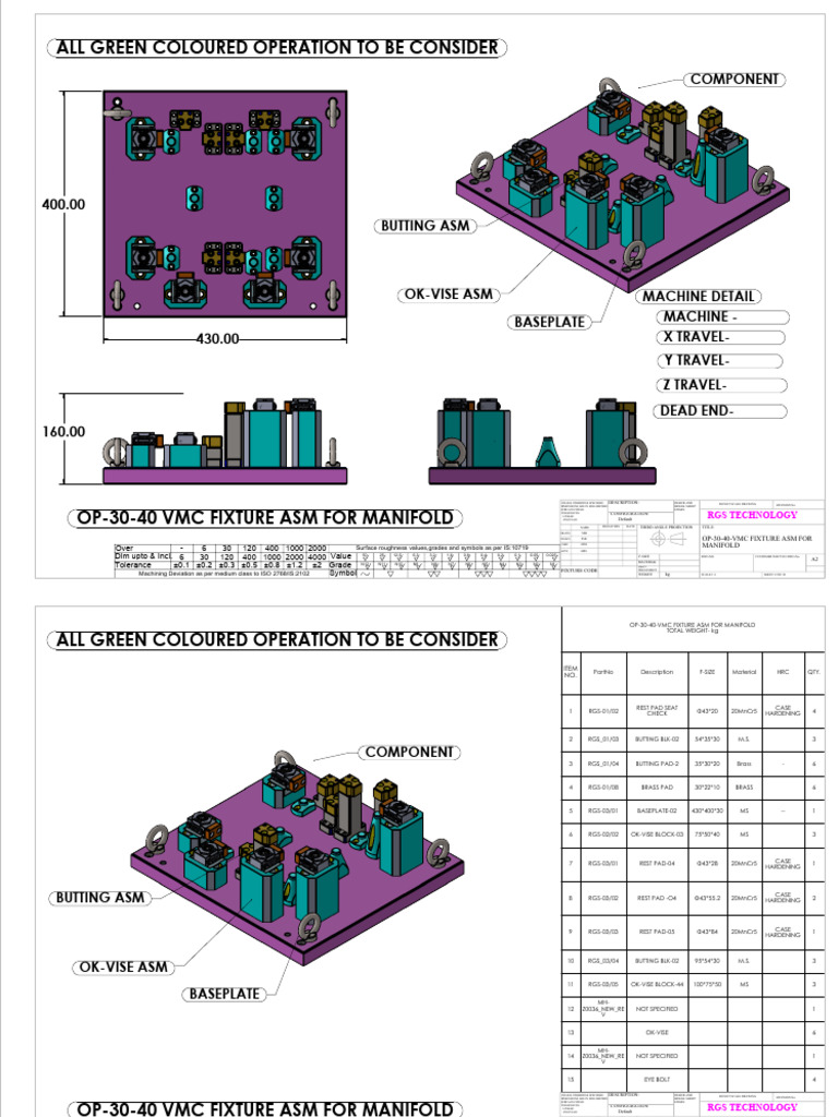 Op-30-40-Vmc Fixture Asm for Manifold(Final) | PDF | Engineering Tolerance | Mechanical Engineering
