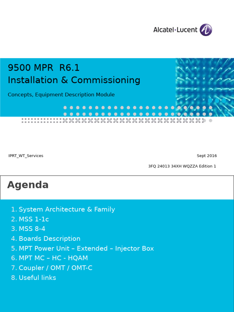 9500 MPR6.1 Installation Test and Turn Up - Module 1 - Product - Ed4 ...