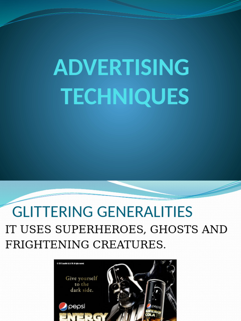 Advertising Techniques Worksheet Templates Layouts - 108721 | PDF