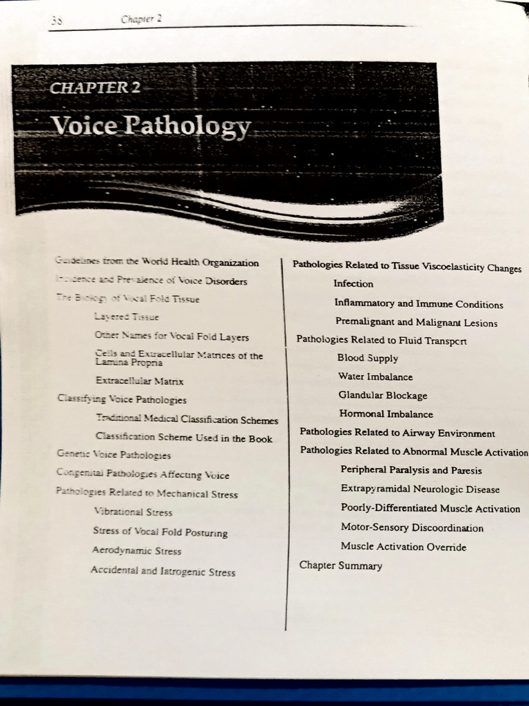 Disorders - Vocology CH 2 | PDF
