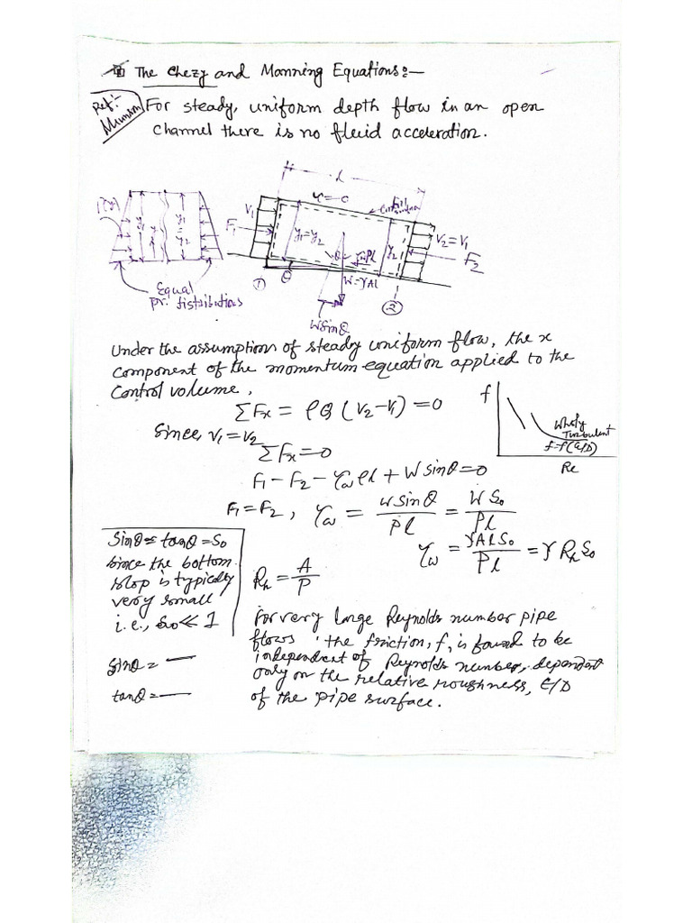 Chezy and Manning Equation Sir Sheet | PDF