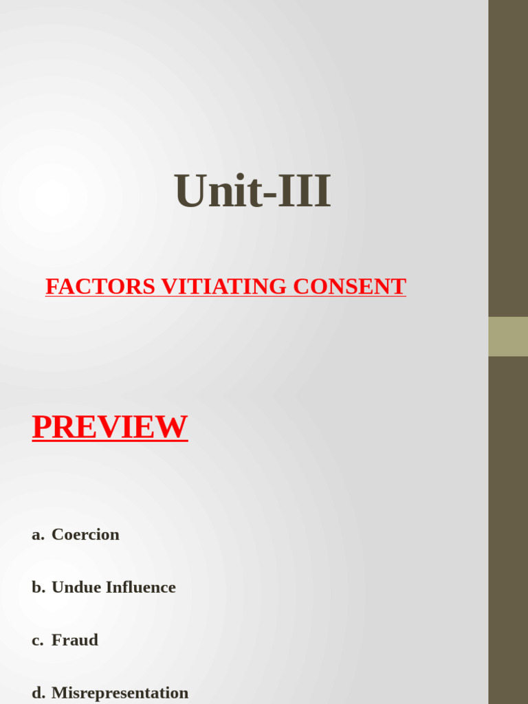 Factors Vitiating Free Consent in Contracts | PDF | Misrepresentation ...