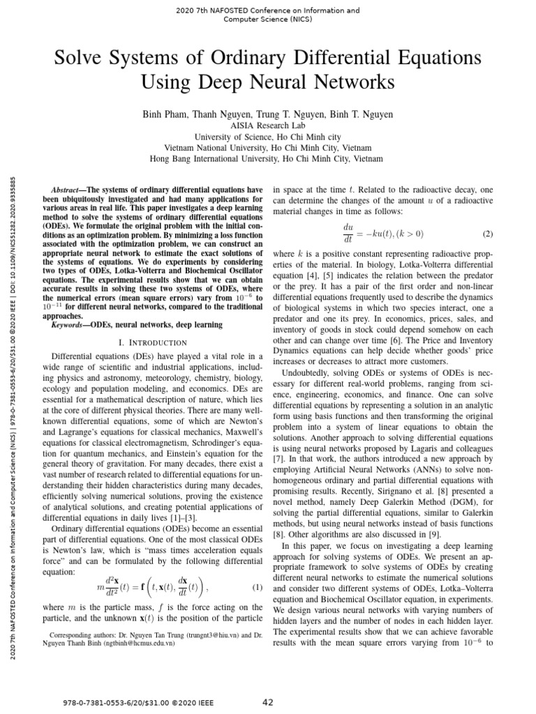 Solve_Systems_of_Ordinary_Differential_Equations_Using_Deep_Neural_Networks_2 | PDF | Ordinary ...