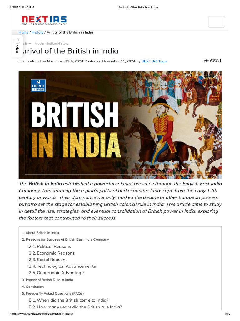 British Arrival and Rule in India | PDF | East India Company | British Raj