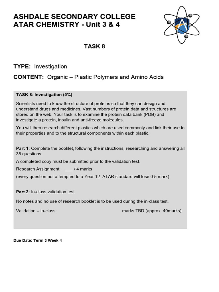 Task 8 - Amino Acid Investigation 2023 | PDF | Chemical Polarity ...
