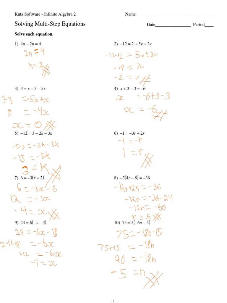 Solving Multi-Step Equations 2 | PDF | Equations | Mathematics