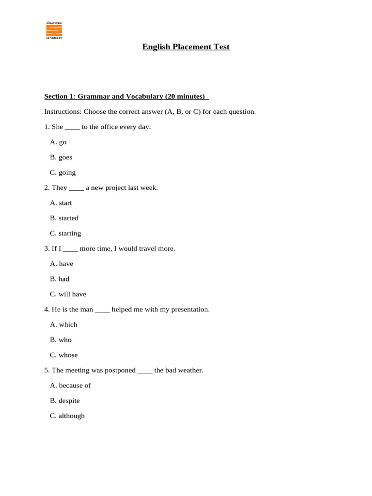 English Placement Test | PDF | Reading Comprehension | Marketing