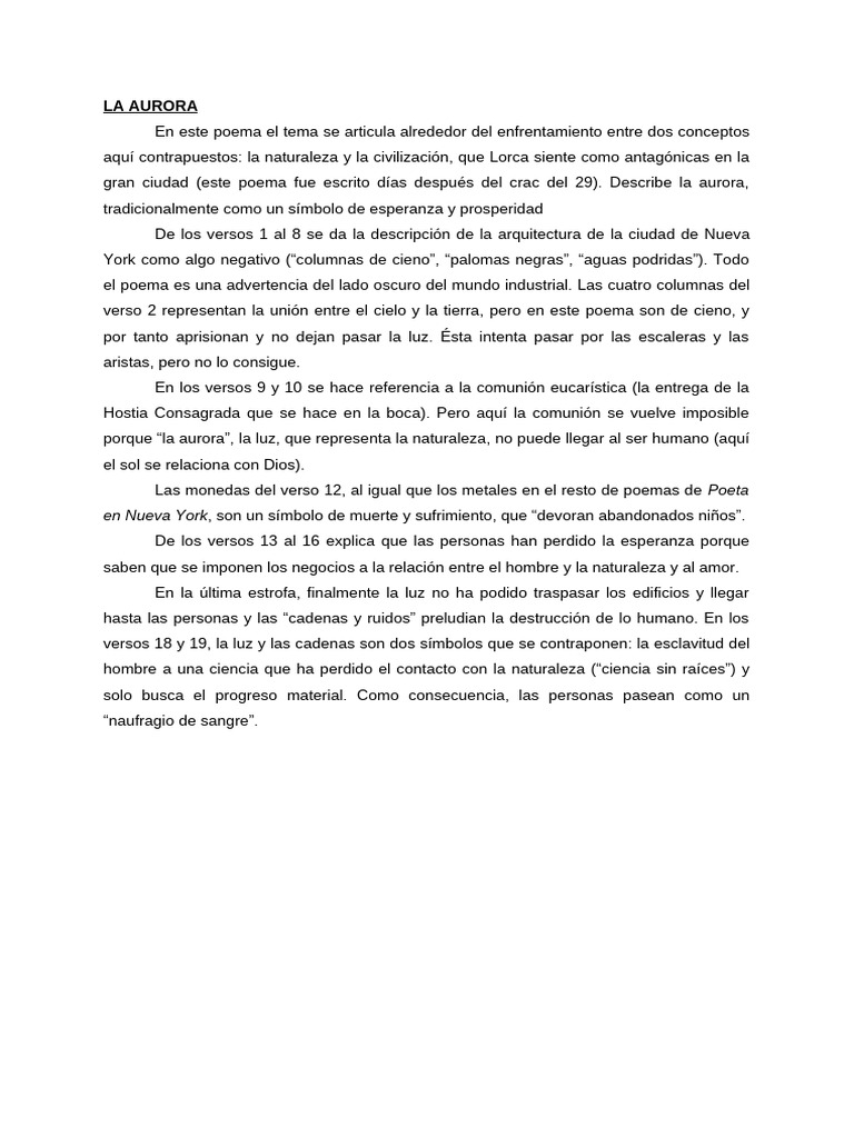 Comentario de La Aurora | PDF