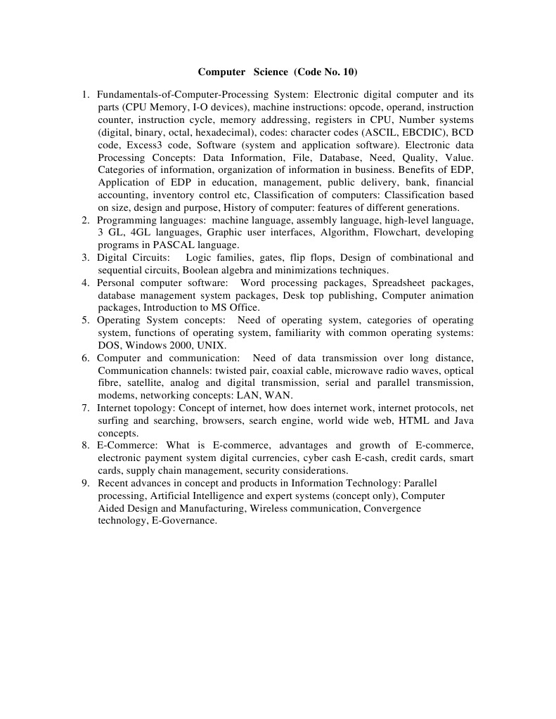 Computer Science (Code No. 10) | PDF