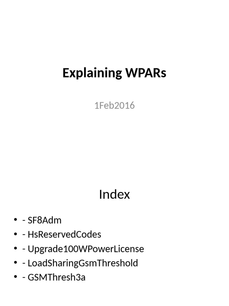 Explanning WPARs-01Jan2016 | PDF