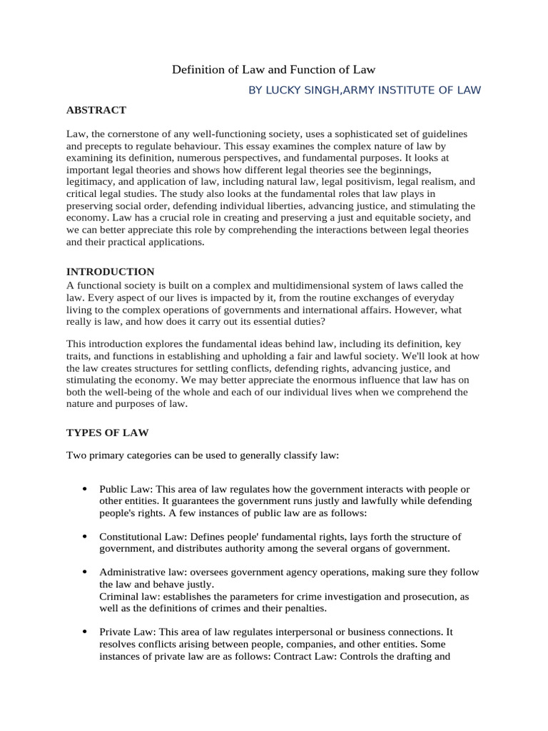 Definition of Law and Function of Law | PDF | Jurisprudence | Natural Law