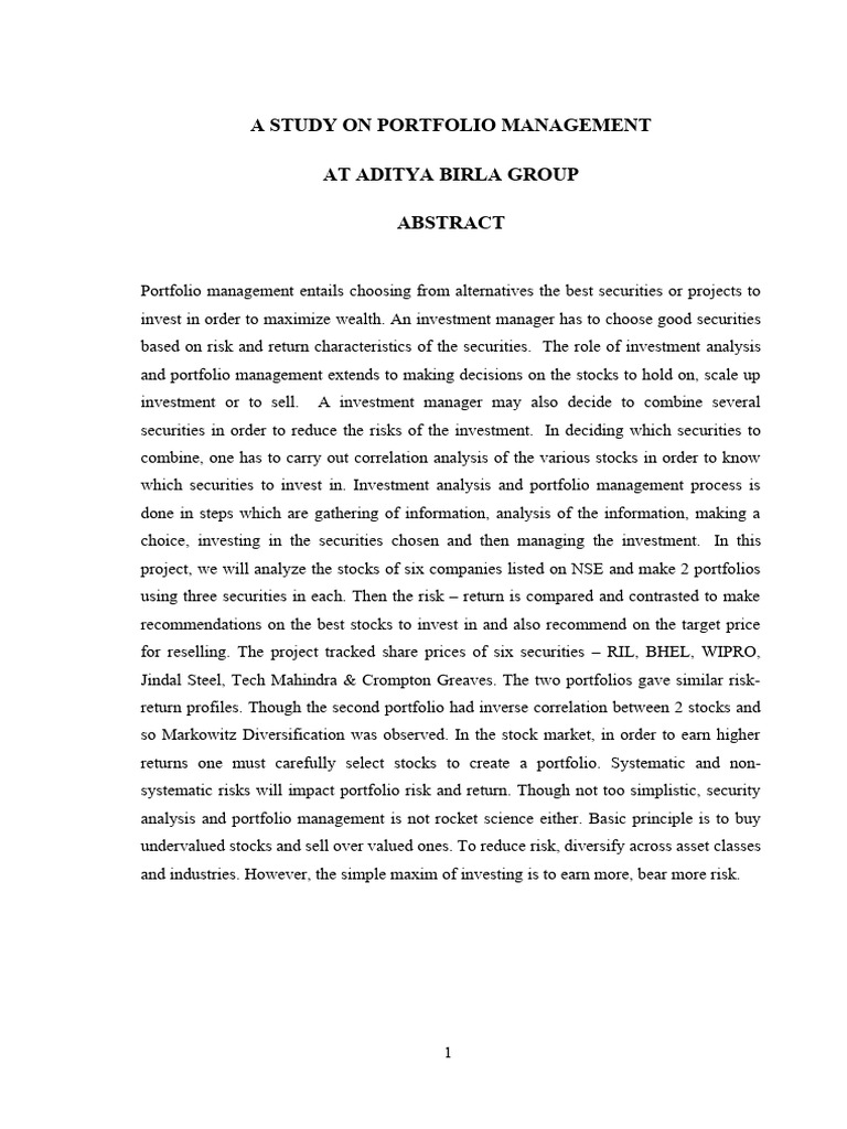 Sathish N project | PDF | Investing | Technical Analysis