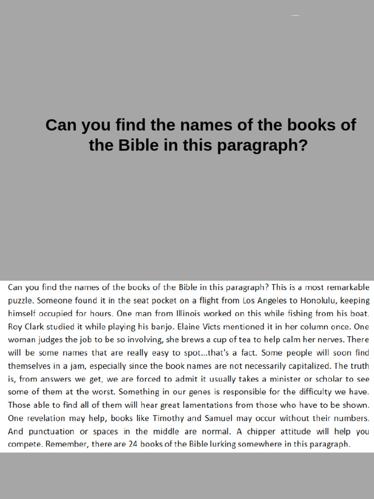 Find The Bible Books | PDF