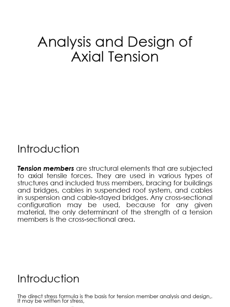Axial Tension Member Design Guide | PDF | Strength Of Materials ...