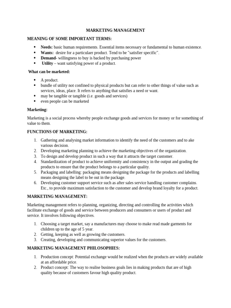 MARKETING MANAGEMENT - Grade 12 Business | PDF | Marketing | Product ...