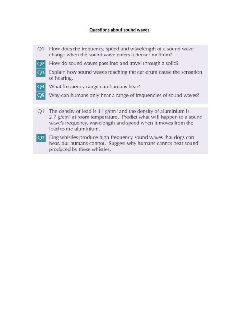 Questions About Sound Waves | PDF