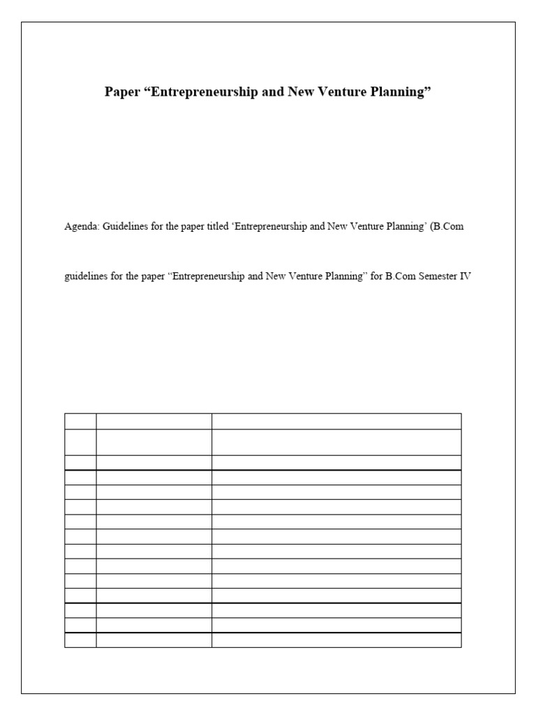 Guidelines - Entrepreneurship and New Venture Planning (B.Com. Semester ...