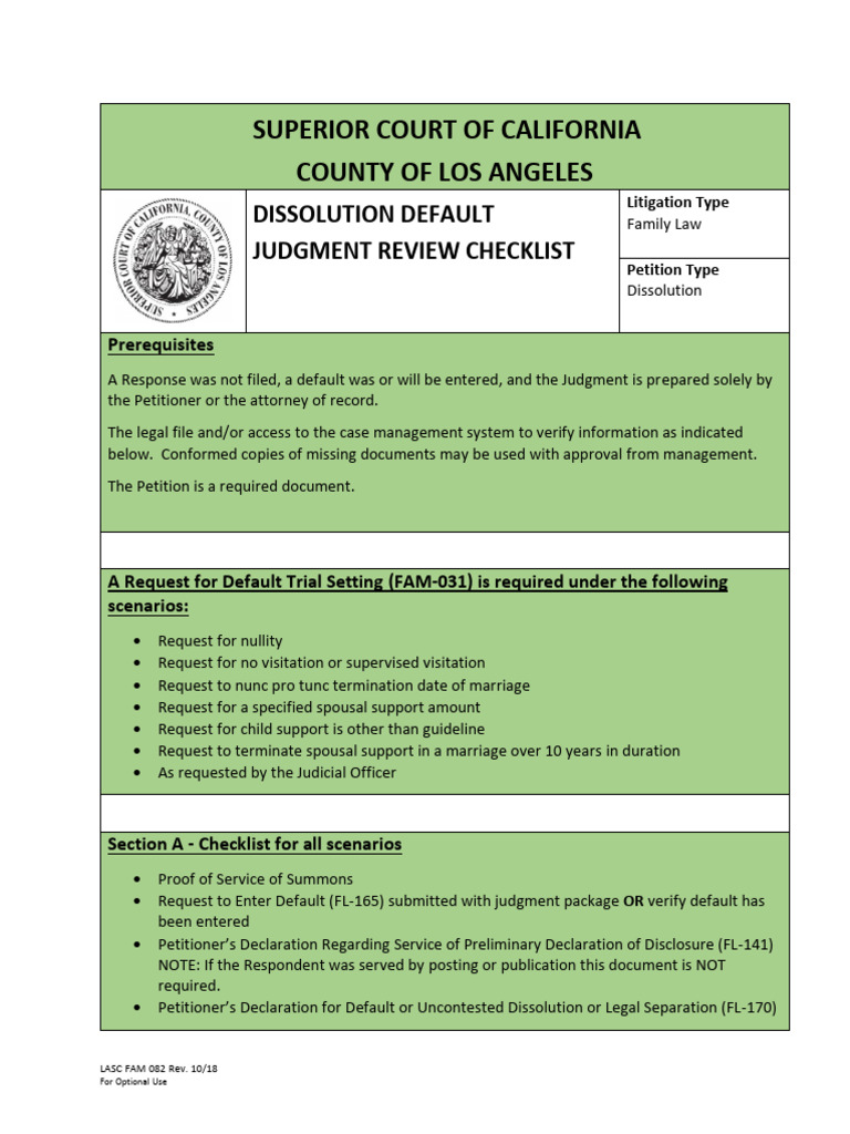 Dissolution Default Judgment Checklist | PDF | Child Support | Judgment ...