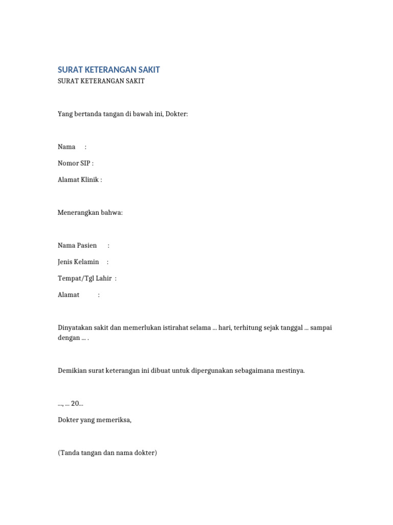 Surat Keterangan Sakit | PDF