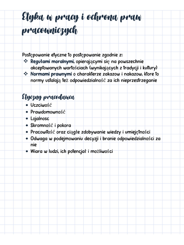 Etyka W Pracy I Ochrona Praw Pracowniczych | PDF
