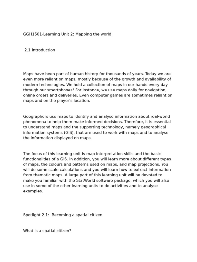Learning Unit 2 - Mapping The World | PDF | Geographic Information ...
