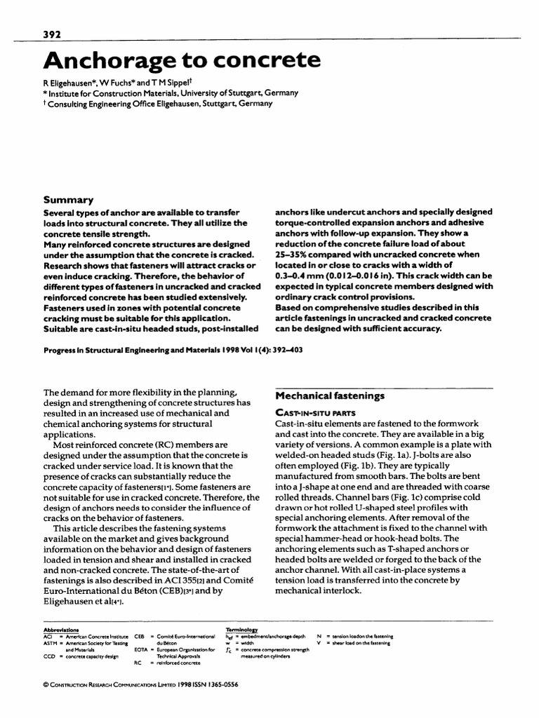 Fasteners for Cracked Concrete Design | PDF | Concrete | Reinforced ...