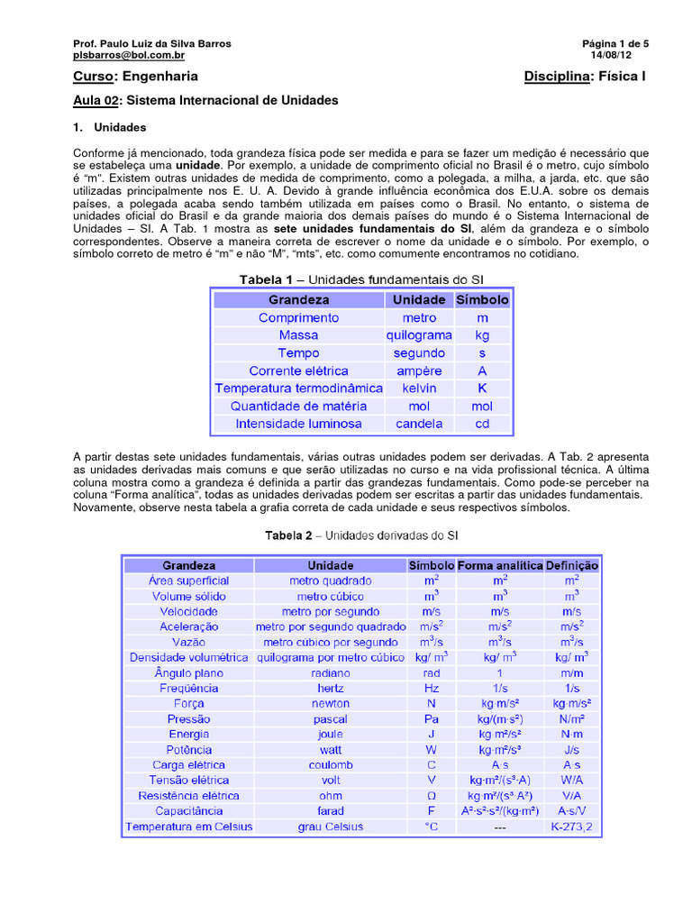 Sistema Internacional de Unidades SI | PDF | Sistema internacional de ...