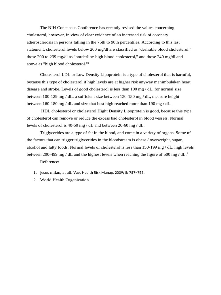 The NIH Concensus Conference Has Recently Revised The Values Concerning ...