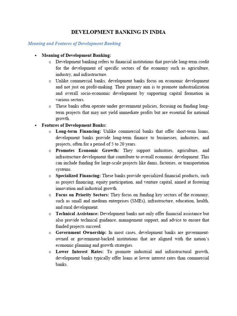Development Banking in India: Overview | PDF | Banks | Infrastructure