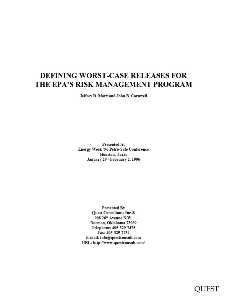 Defining Worst-case Releases for Epa Risk Assessment | PDF | Liquids ...